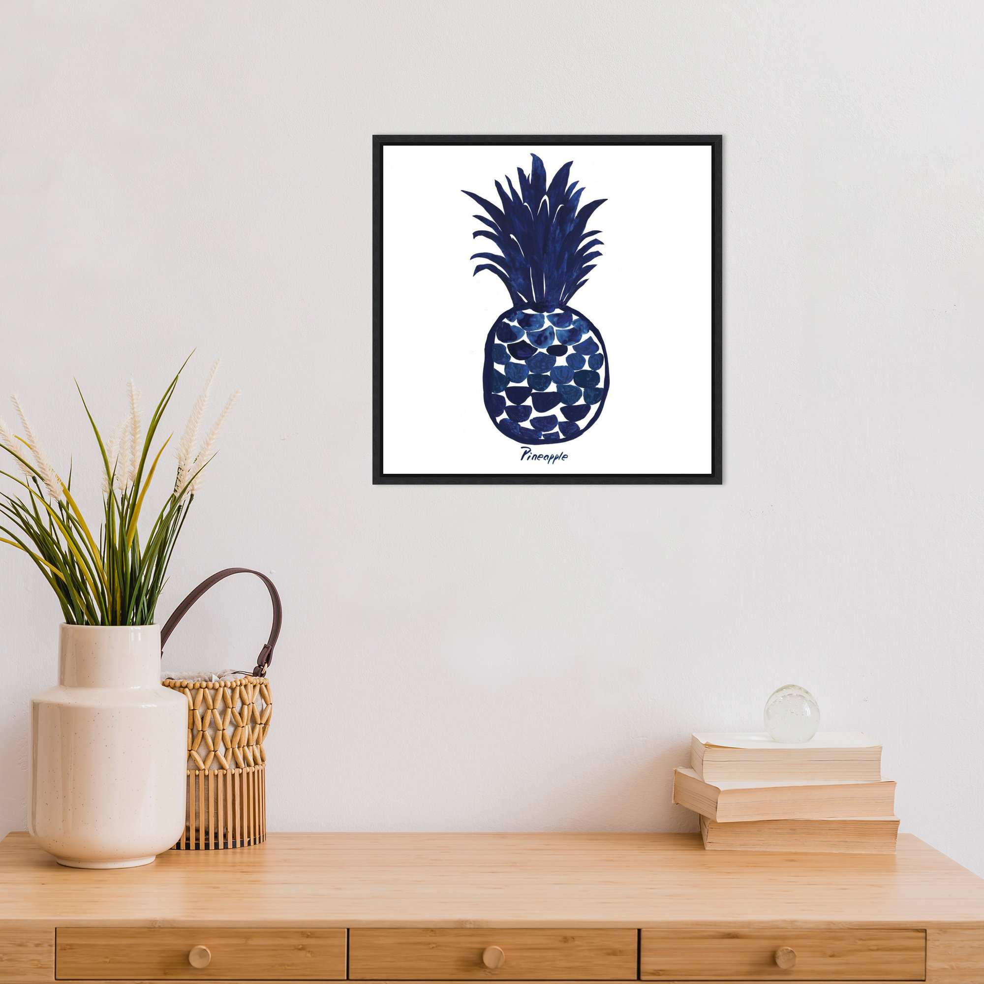 Bay Isle Home™ Indigo Pineapple by Aimee Wilson - Floater Frame Painting Print on Canvas ...